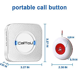 CallToU Wireless Caregiver Pager Smart Call System 4 SOS Call Buttons/Transmitters 2 Receivers Nurse Calling Alert Patient Help System for Home/Personal Attention Pager 500+Feet Plugin Receiver