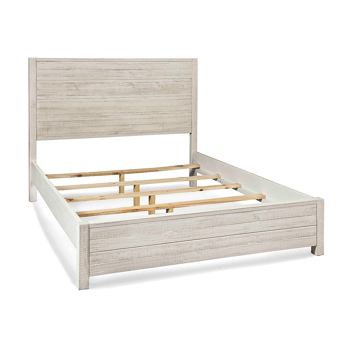 Grain Wood Furniture Montauk Solid Wood Bed, Queen Size, Rustic Off-White