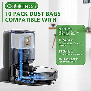 10 pack Replacement Dust Bags Compatible with Ecovacs DEEBOT OZMO T8 AIVI T8 Max, Deebot N8 Pro+ Robot Vacuum Cleaner