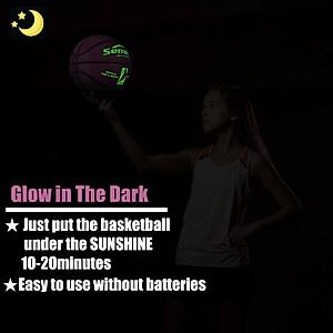 Senston Women's Basketball Size 6, Glow in The Dark Basketball Ball for Girls Womens, Luminous Basketballs 28.5" with Pump