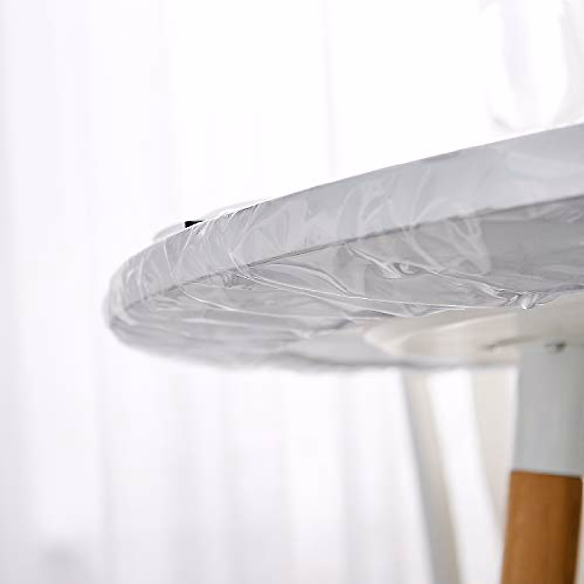 LIBERECOO Clear Oval Fitted Vinyl Tablecloth - Heavy Duty Elasticized Table Cover Elastic Edged Plastic Tablecloth Protector- Great for Indoor and Outdoor Use (Best for 48" x 68" Oval Table)