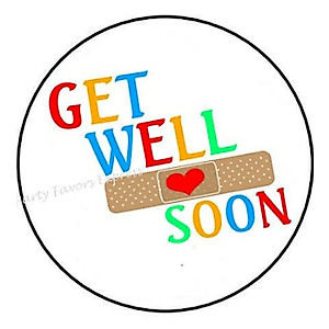 Party Favors Express 30 Pcs 1.5'' Inch Get Well Soon Stickers - Get Well Stickers - Get Well Stickers for Envelope Seals Labels - D #AA61RK