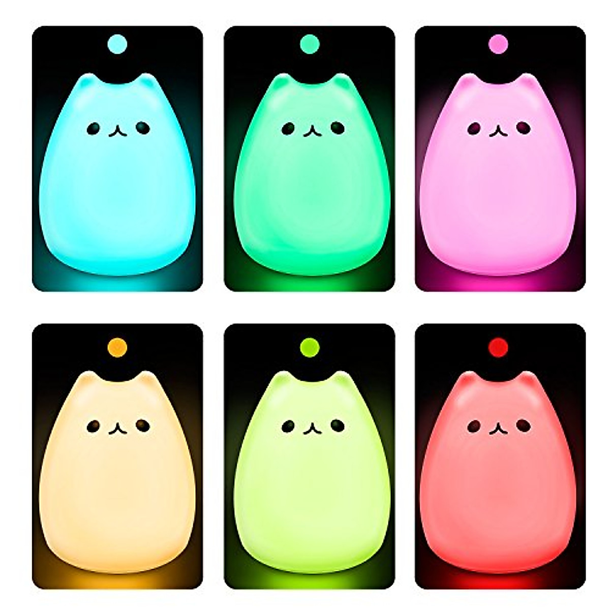 Mystery Cat Night Light for Kids, Soft Silicone LED Baby Nursery Sleep Relaxing Tap Light, Children Toy Nightlight, Decorative Desk Light for Bedroom
