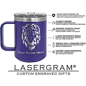 LaserGram 15oz Vacuum Insulated Coffee Mug, Giraffe, Personalized Engraving Included (Dark Purple)