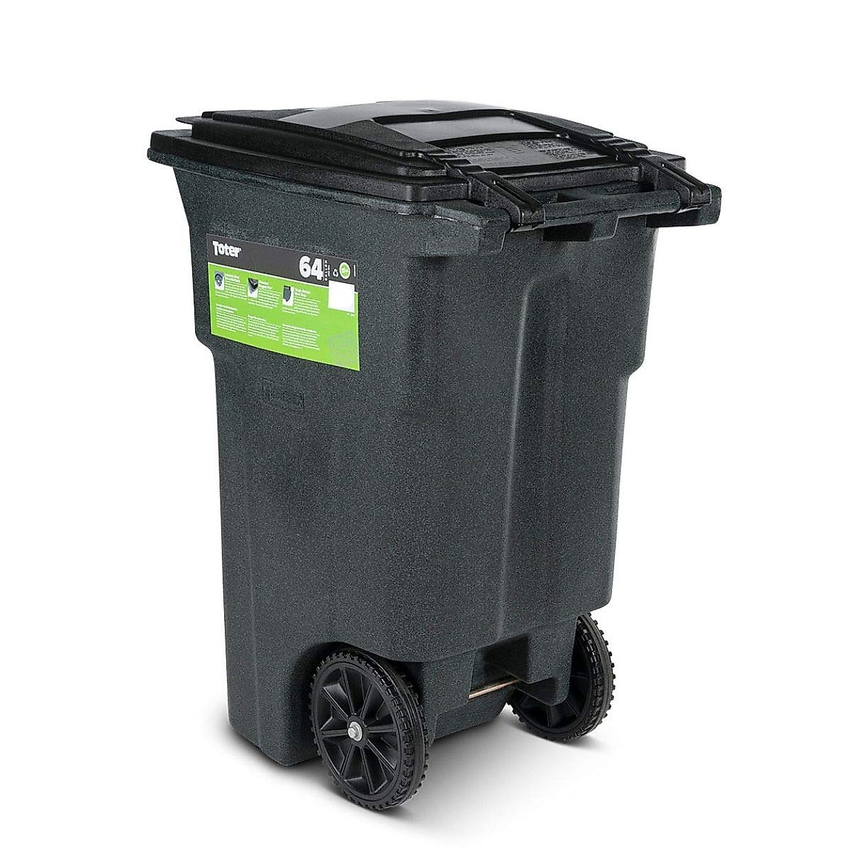 Toter 64 Gal. Trash Can Greenstone with Wheels and Lid