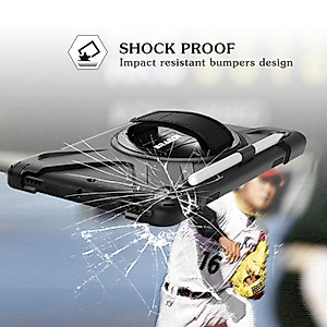 BRAECN for iPad Air 3 10.5 Case 2019,iPad Pro 10.5 Case 2017- Heavy Duty Shockproof Case Cover with Pencil Holder,Rotating Stand/Hand Strap,Carrying Shoulder Strap Fit iPad Air 3rd Gen Case 10.5-Black