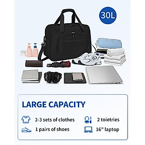 ECOHUB For Spirit Airlines Personal Item Travel Bag 18x14x8 Underseat Carry On Bag Water Resistant Duffel Bag Weekend Bag With Laptop Sleeve & Wet Pocket, Overnight for Men, 30L, Black