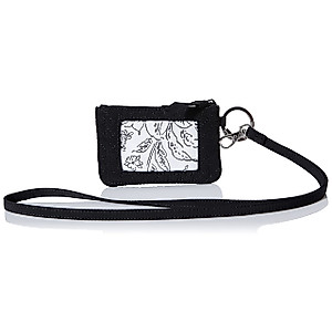 Vera Bradley Women's Microfiber Zip ID Case and Lanyard Combo, Black, One Size