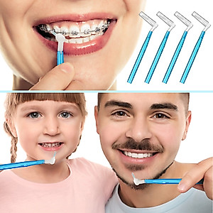 54 Pcs Interdental Brushes Between Teeth Interdental Brush Tooth Flossing Picks Toothpick Dental Tooth Flossing Head Oral Dental Hygiene Toothpick Cleaners (Blue)