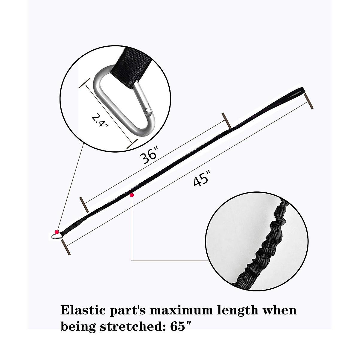 MOOCY Stretchable Kayak Paddle Leash Tether with D-Shape Carabiner Bungee Leash Strap 1ft for Kayaking Canoe SUP Board Paddles, Surfboard, Fishing Poles Rods