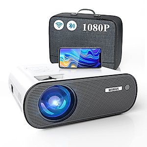 WiFi Bluetooth Projector, WiMiUS 2023 Top 1 Mini Projector with Carry Bag, Full HD 1080P & 300", Portable Projector for HDMI,VGA,USB,AV,Laptop,Smartphone