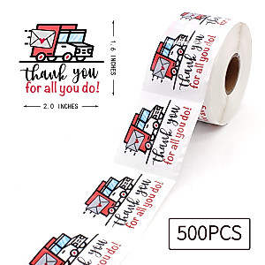 Littlefa Thank You for All You Do Post Car Stickers,Thank You Mailbox Sticker,Mail Carrier Sticker,Happy Mail for The Postman,Small Business Stickers 500 PCS