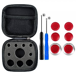 eXtremeRate 8 in 1 Metal Magnetic Red Thumbsticks Analogue Joysticks Replacement Repair Kits for Xbox One S X Elite PS4 Slim Pro Controller with T8H Cross Screwdrivers