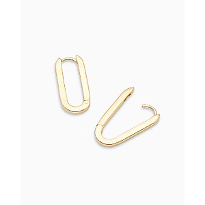 gorjana Women's Parker Huggie Earrings, 18K Gold Plated, Oval High Shine Hoops