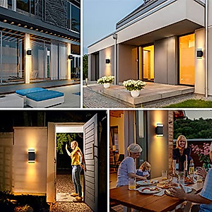 DAKAFUL LED Up and Down Lights Outdoor Wall Sconce, 2Pack Integrated Square Outdoor Lights for House, 10W 2700K Warm Aluminum Modern Exterior Light Fixture for Porch Patio Garage