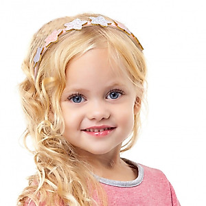 Chanaco Girls Sparkly Cute Soft Glitter Bow Heart Non-Slip Headbands Set - 6 Pcs for Toddlers and Kids Ages 4-12