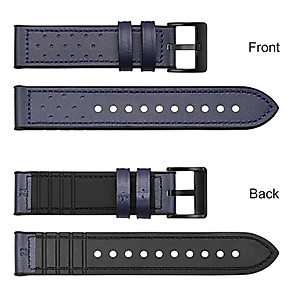 Anbeer Leather Silicone Hybrid Wacth Bands 20mm 22mm Genuine Leather and Rubber Watch Strap for Men and Women