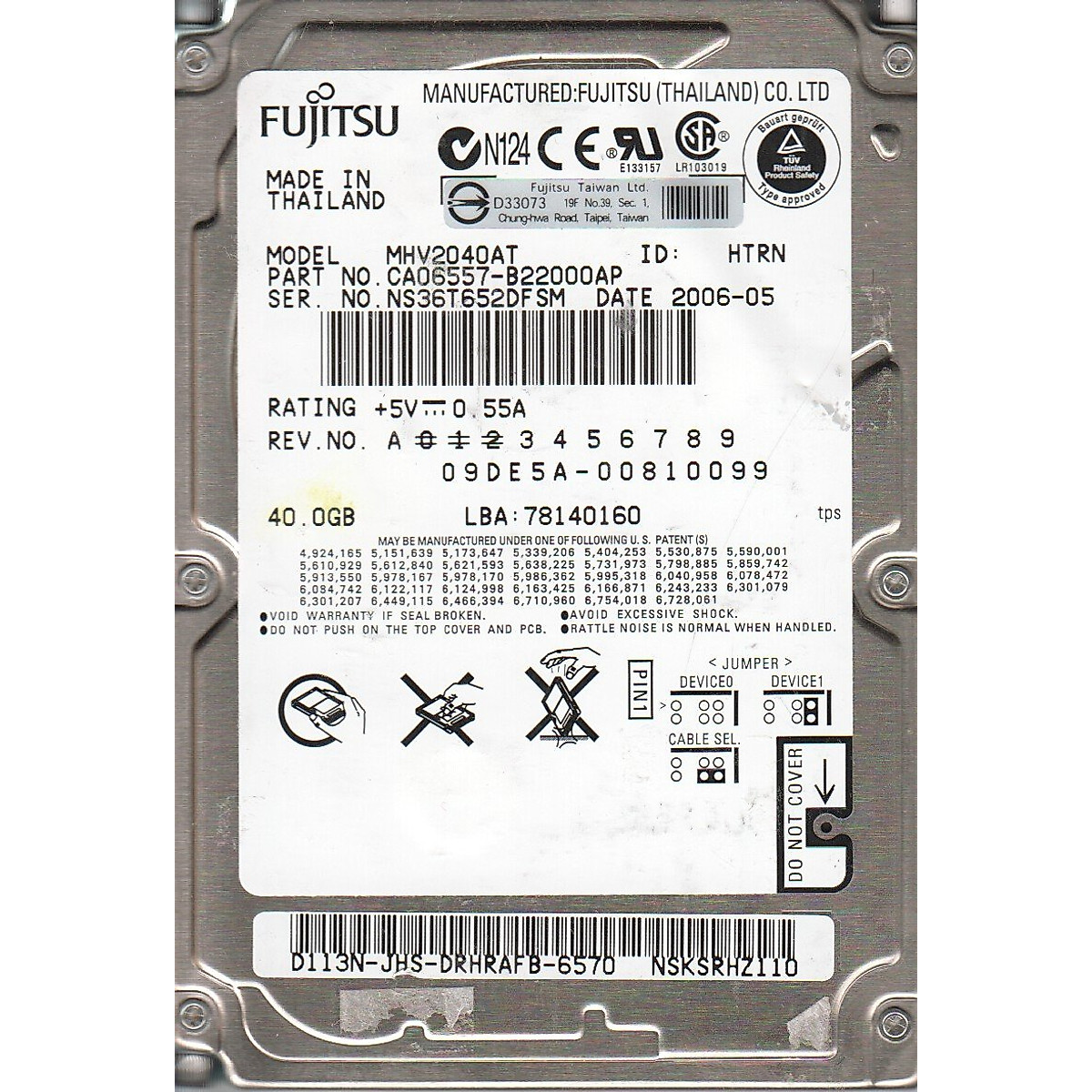 Fujitsu MHV2040AT 40GB UDMA/100 4200RPM 2MB 2.5-Inch Notebook Hard Drive