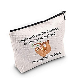 Funny Sloth Lover Gift Cute Sloth Bags I'm Hugging My Sloth Makeup Bags Friendship Sloth Lovers Birthday Christmas Gift (Hugging My Sloth)