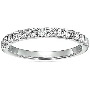 Vir Jewels 1/2 carat (ctw) Diamond Wedding Anniversary Band for Women, Half Eternity Round Diamond Engagement Ring 14K White Gold Prong Pave Set 0.50 cttw, Size 7