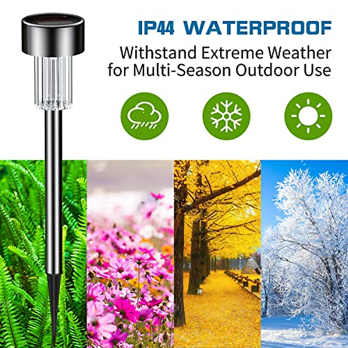 Solar Outdoor Lights 12 Pack, Solar Garden Lights Solar Powered Waterproof Landscape Path Lights Stainless Steel LED Outdoor Lights Solar for Walkway Yard Backyard Lawn Patio Driveway Decorative