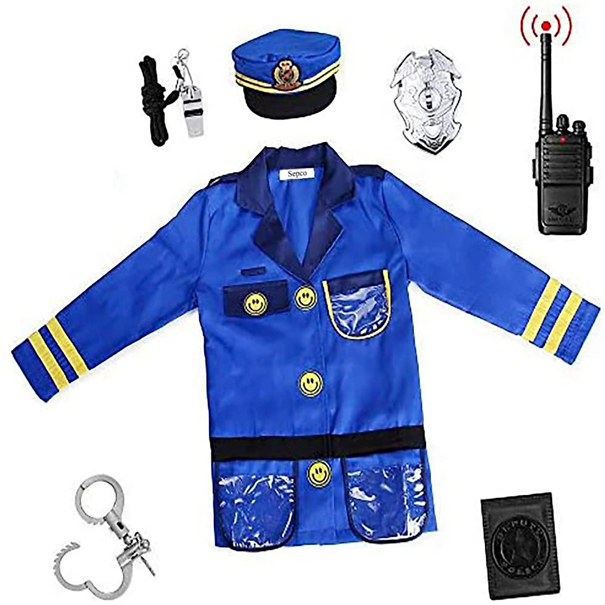 Sepco Police Officer Costume for kids Role Play Kit with Cop Dress Up Costume Accessories, Ages 3-6 yrs