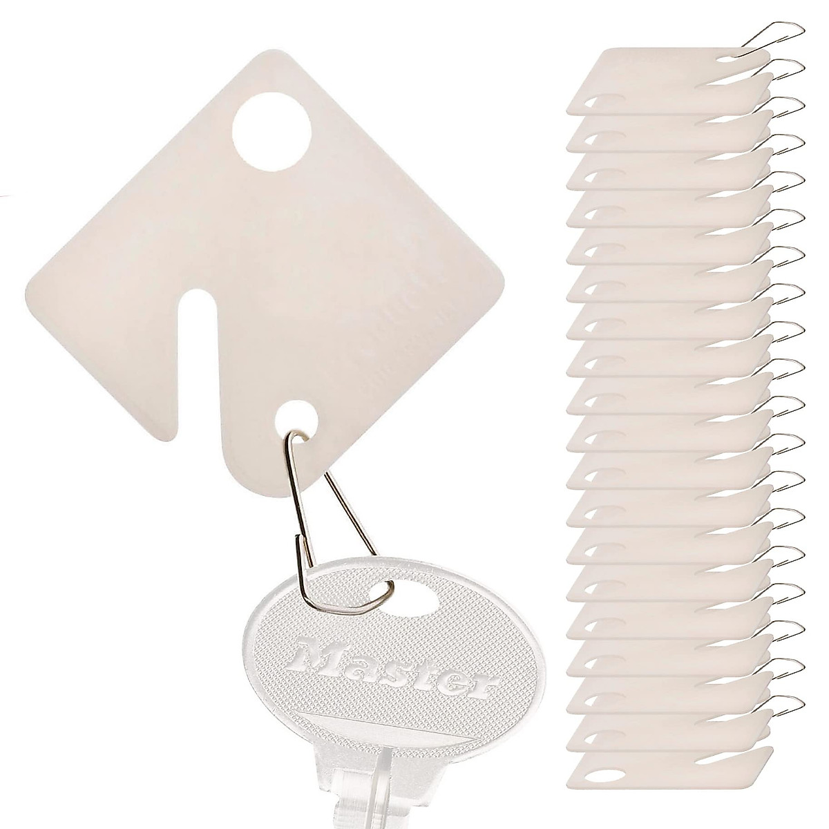 Master Lock Tags, Snap Hook Key Hangers, 7117D (Pack of 20), Beige