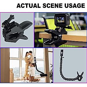 Jaws Flex Clamp Mount with Adjustable Gooseneck 19-Section Compatible with Insta360 One X3, X2, X, R, Go 2, GoPro Hero 10, Max, Fusion, DJI Osmo Action 2 Cameras Accessories