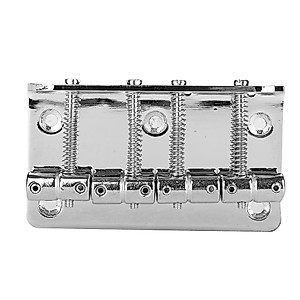 4 String Hardtail Bridge, Bass Bridge Saddles for Fender Precision 4 Saddle Hardtail 80mm Metal Tailpiece Electric Bass Bridge Replacement Accessory(Silver)