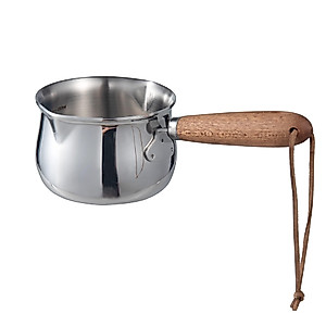 IMEEA Mini Milk Warmer Pot 8.5oz/250ml Butter Warmer 18/10 Tri-Ply Stainless Steel Small Milk Saucepan with Wood Handle