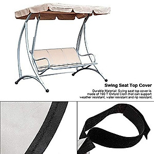 Ymiko Outdoor Swing Canopy, 3 Seat Chair Top Cover Swing Canopy Waterproof Cover for Patio Swing Garden Swing Outdoor (Beige)