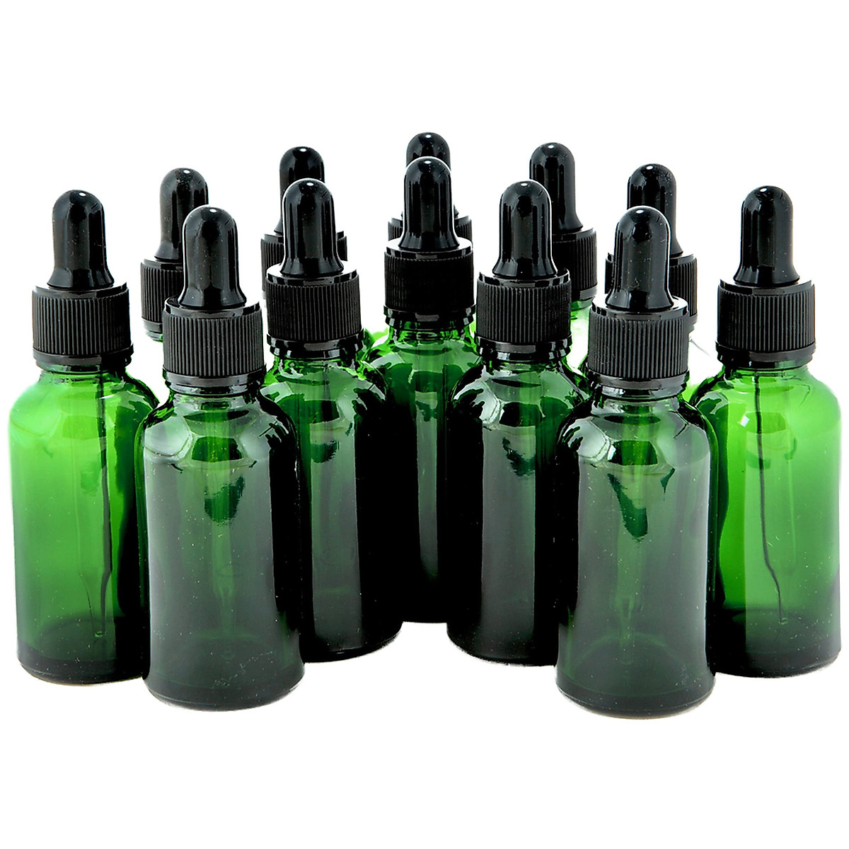 Vivaplex, 12, Green, 1 oz Glass Bottles, With Glass Eye Droppers