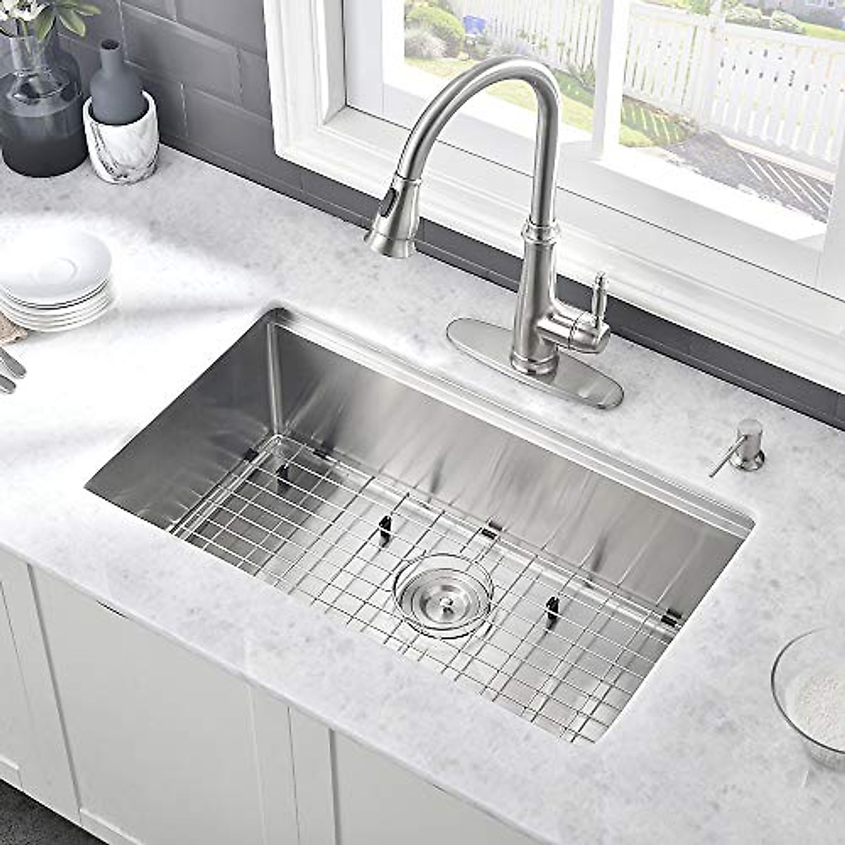 32 Undermount Kitchen Sink Stainless Steel- VASOYO 32x19 Inch Undermount Workstation Kitchen Sink 16 Gauge 10 Inch Deep Stainless Steel Single Bowl Kitchen Sink with Cutting Board