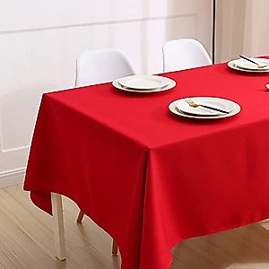 Hooshing Red Square Tablecloth 60 x 60 Inch Wrinkle Resistant Washable Polyester Table Cloth Waterproof and SpillProof Decorative Table Cover for Dining Table Buffet Parties and Camping