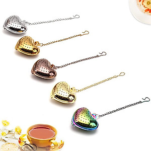 Stainless Steel Creative Tea Infuser Metal Heart Shape Reusable Tea Coffee Filter Strainer Teapot Accessory Kitchen Gadget Too (gold)