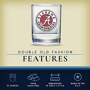 Heritage Pewter Alabama Clear Glass | 14 OZ Drinking Glass | Expertly Crafted Pewter Glass