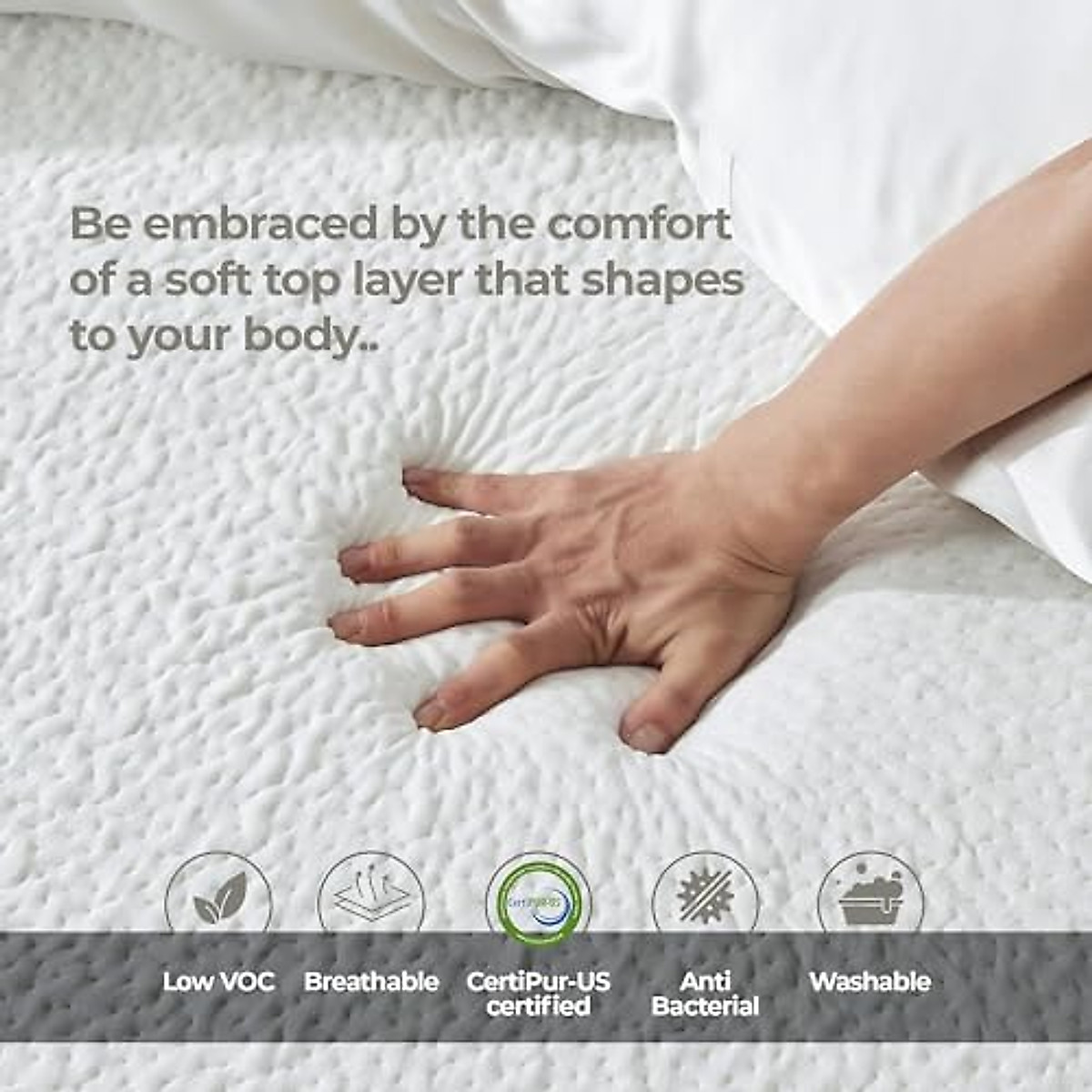 SERENITY HOME 12 inch King Size Memory Foam Mattress with Ventilated Cooling Gel Foam| Stress Relief Mattress 12 inch| Motion Isolation| King Mattress in a Box| Medium Firm | King | 12 Inch, White