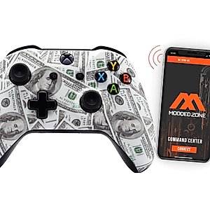 MODDEDZONE Custom MODDED Wireless Controller for Xbox One S/X and PC - With Unique Smart Mods - Best For First Person Shooter Games - Handcrafted by Experts in USA with Unique Design - Benjamins