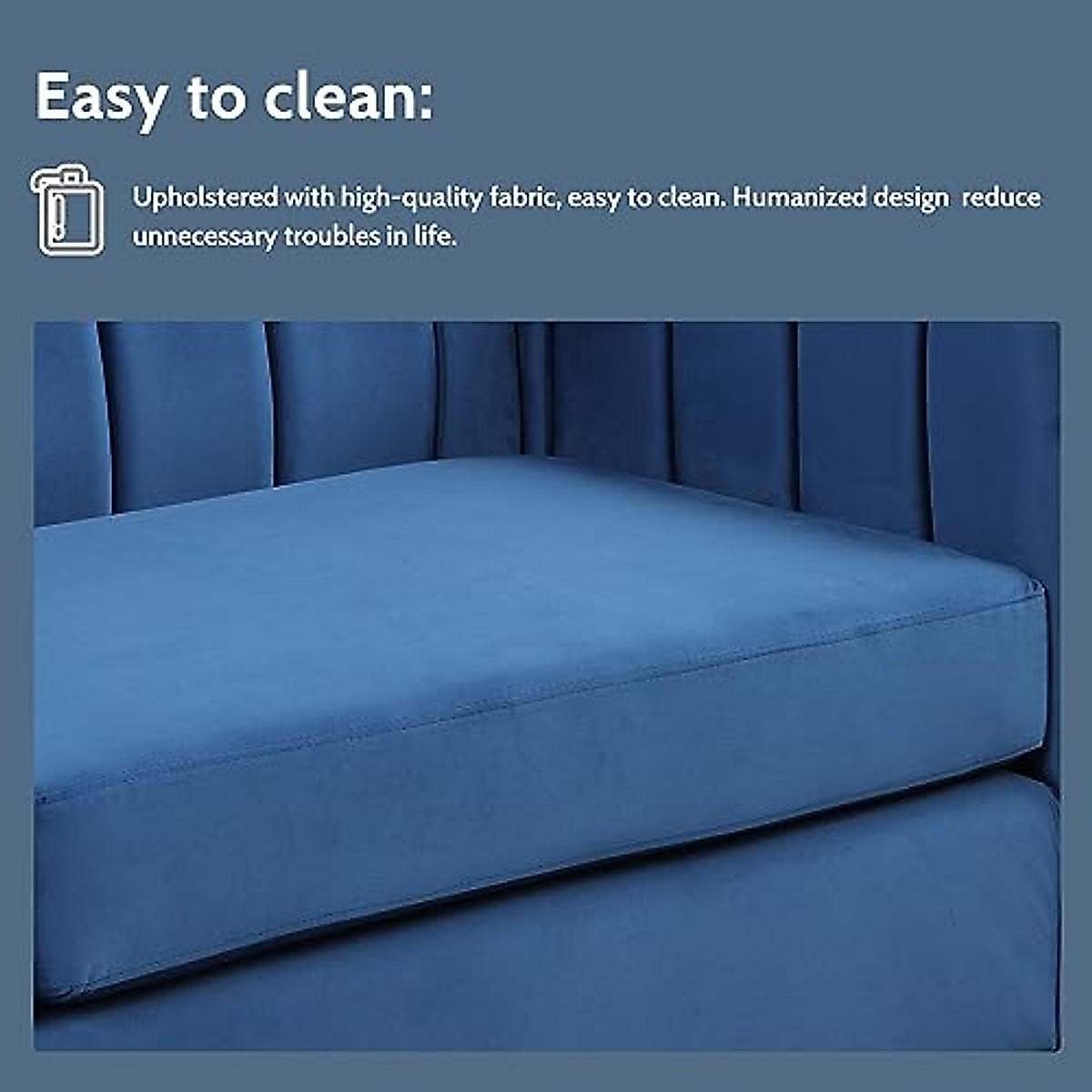 3-Piece Sofa Sets Living Room Sets with Solid Wood legs, Buttoned Tufted Backrest, Frosted Velvet Upholstered Couches Sets Including 3-Seat Sofa, Loveseat and Chair for Living Room (Blue)