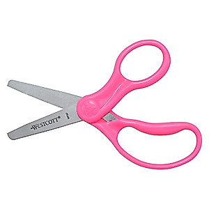 Westcott 15967 Right- and Left-Handed Scissors, Classic Kids' Scissors, Ages 4-8, 5-Inch Blunt Tip, Neon Pink