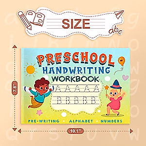 Kindergarten/Preschool Handwriting Workbook- Alphabet & Number Tracing Writing Paper with Lines, Learning Tools for Age 2/3/4/5 Year Old Kids/Boys/Girls, ABC Learning for Toddler, Homeschool Supplies