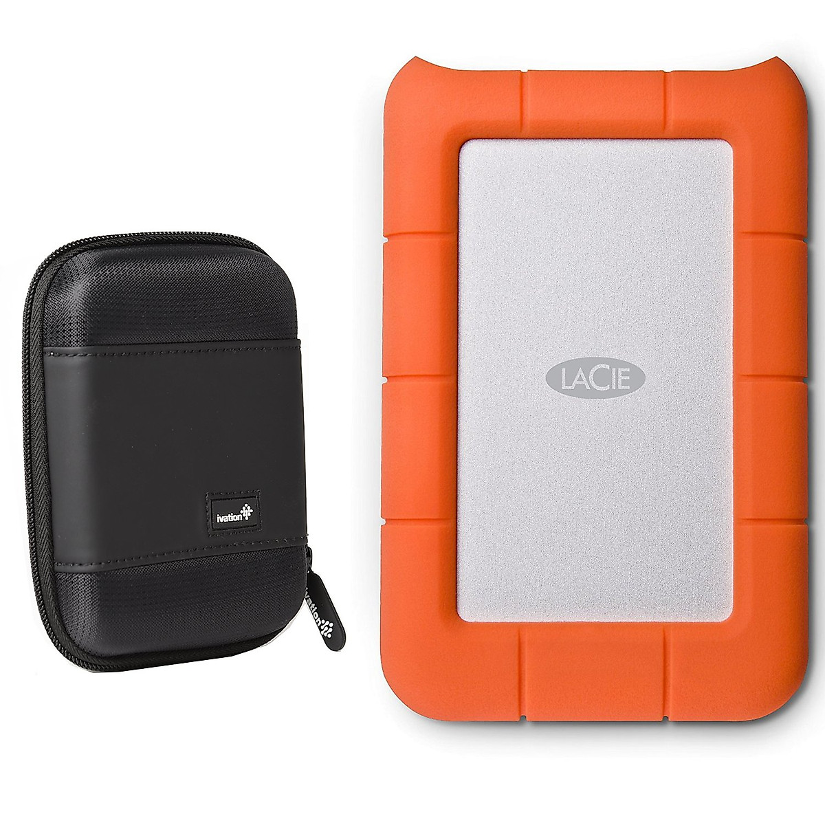 LaCie Rugged Mini USB 3.0 / USB 2.0 2TB External Mobile Hard Drive 9000298 with Ivation Compact Portable Hard Drive Case