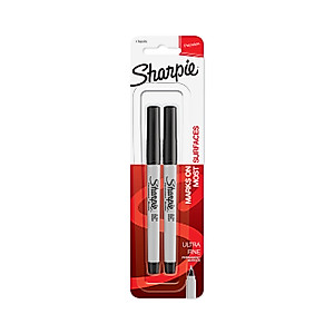 SHARPIE 37161PP Permanent Markers, Ultra Fine Point, Black, 2 Count
