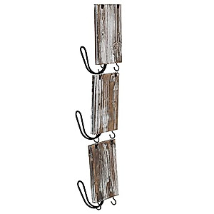 MyGift 3 Piece Set Torched Wood Modular Hanging Hat Rack for Wall with 3 Large Metal Hooks, Entryway Space Saving Organizer Coat Rack