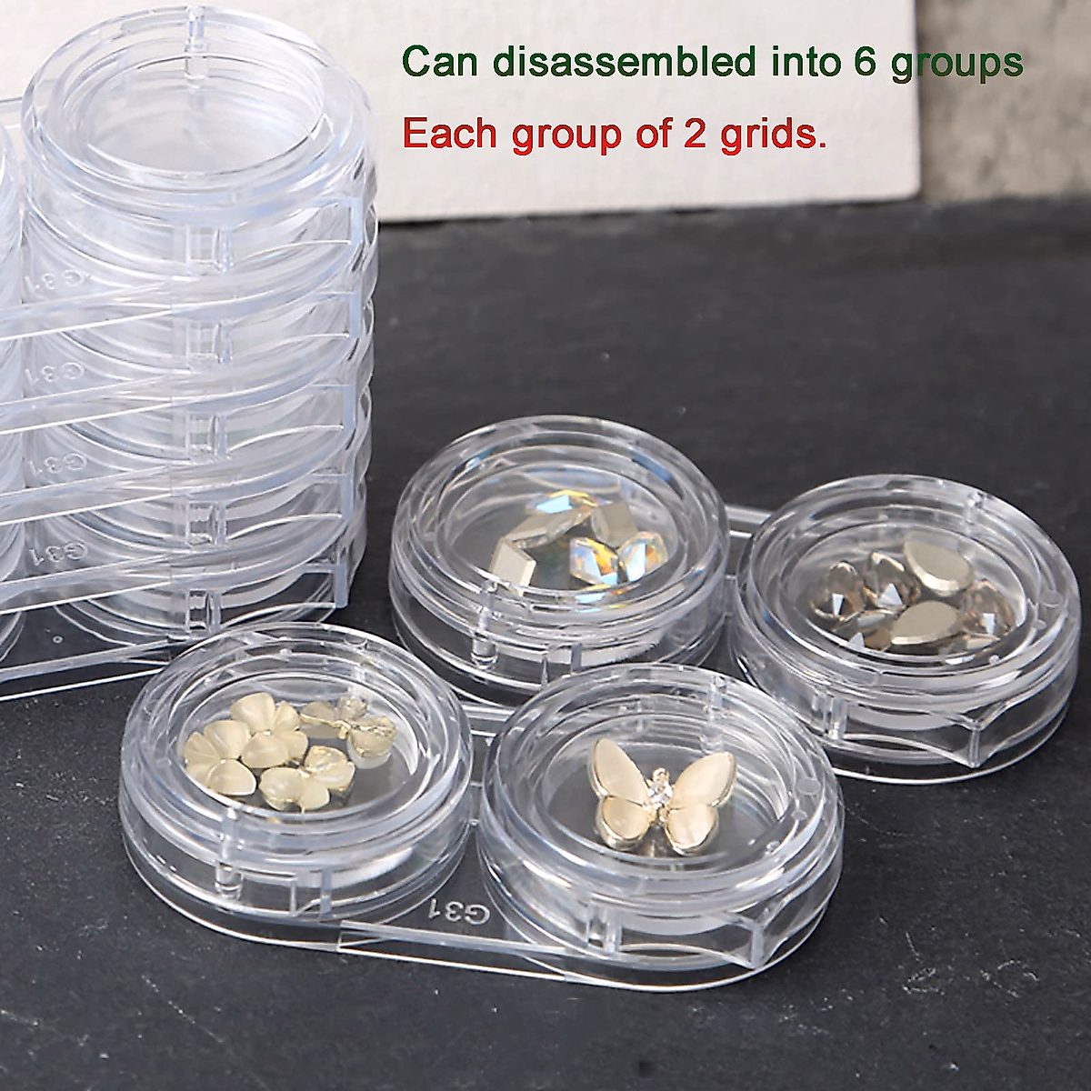 Nail Tip Box False Empty Nail Tips Organizer Storage Box with 12 Number Spaces Storage Case Container Nail Box Plastic Grid Box for Fingernail Crystal, Jewelry, Nail Accessories (Clear)