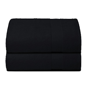 BELIZZI Home Premium Cotton Oversized 2 Pack Bath Sheet 35x70-100% Pure Cotton - Ideal for Everyday use - Ultra Soft & Highly Absorbent - Machine Washable - Black