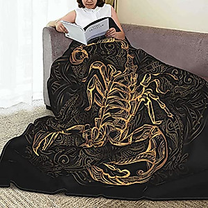 Scorpion Tattoo Fleece Blanket Fuzzy Soft Plush Blanket for All Season Spring Summer Autumn Throws for Couch Bed Sofa 50"x40"