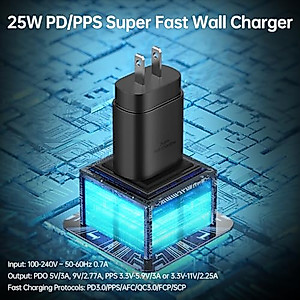 25W Super Fast Charger Type C Wall/Car Charger Combo Kit for Samsung Galaxy S24 S23 S22 S21 Ultra Plus A53 A52 A14 A15 A25 A42 A32 Xcover 7 6 iPhone 15 Pro Max Pixel 8 7 6a Moto LG 2pack USB C Cable