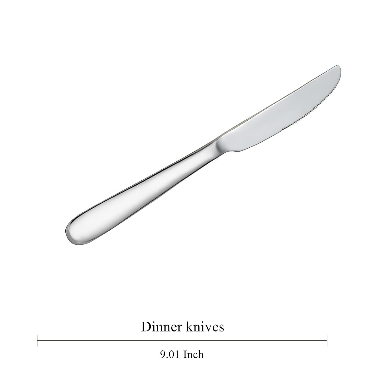 KOLEEP Dinner Knives Pack for 12, Stainless Steel 12-Piece Table Steak Knives Set (Silver 9 Inches)