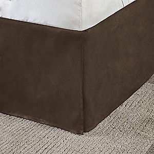 Madison Park Boone Cozy Comforter Set, Faux Suede, Deluxe Hotel Styling All Season Down Alternative Bedding Matching Shams, Decorative Pillow, King (104 in x 92 in), Rustic Brown 7 Piece